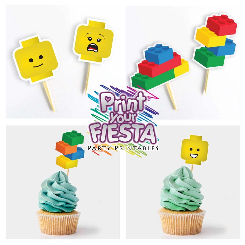 Building Blocks Inspired Cupcake Toppers - Etsy