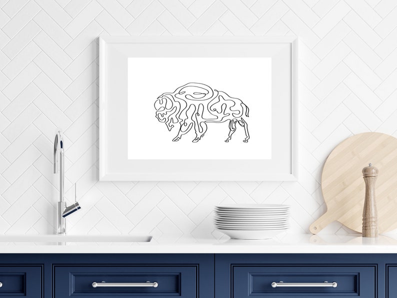 Original Bison Buffalo Line Drawing, Digital Download, Bison Decor ...