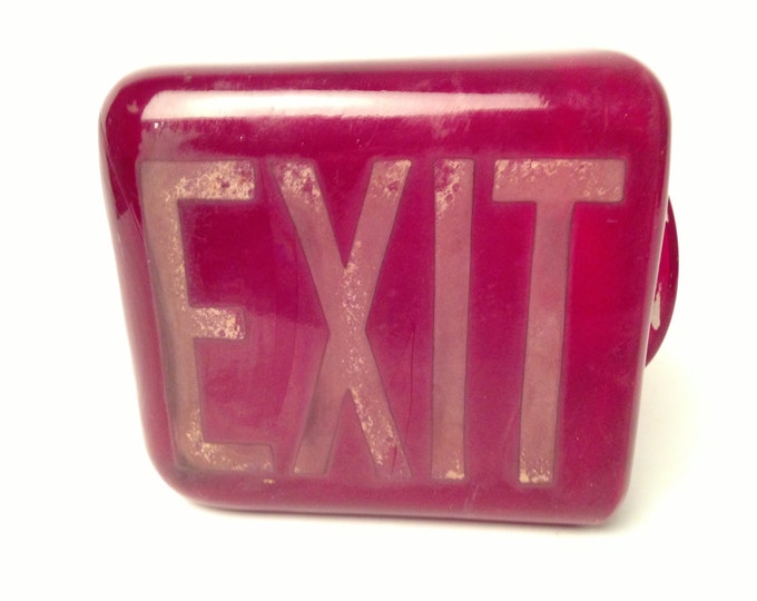 Vintage Red Triangle Glass Exit Sign - Etsy