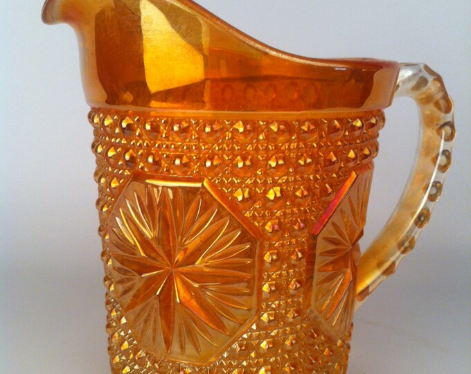 Orange Carnival Glass Pitcher - Etsy