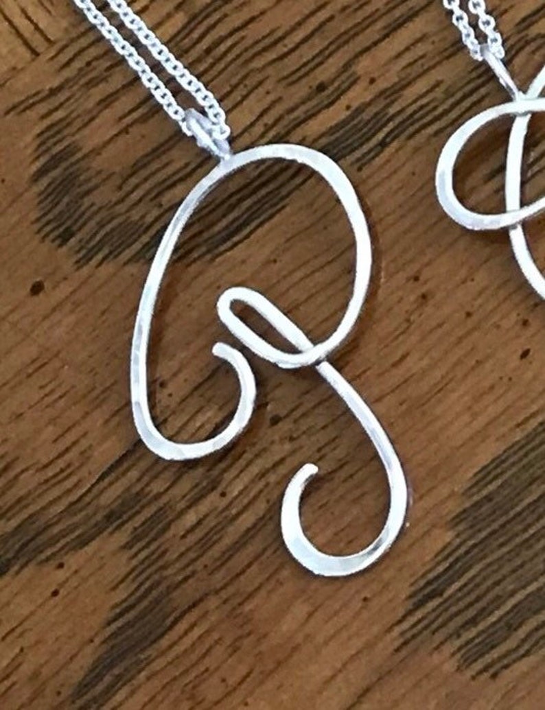 Silver Monogram Pendant Initial Pendant Monogram Necklace - Etsy