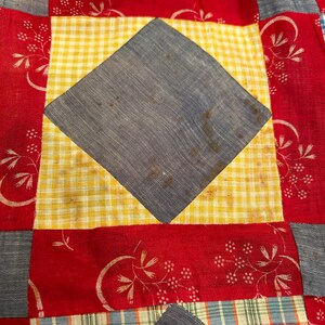 Vintage Red and Denim Colored Cotton Quilt Top - Etsy