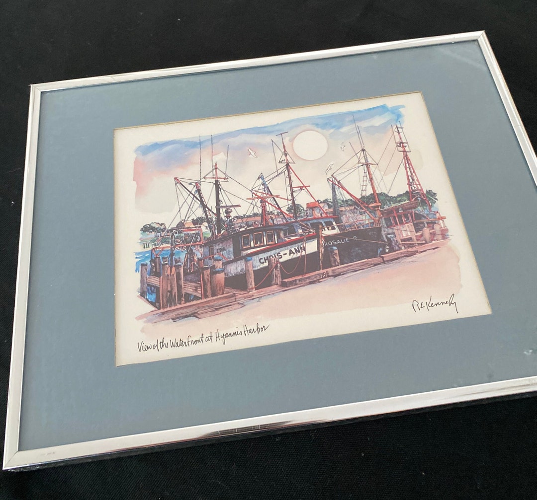 Watercolor by Artist R E Kennedy View of the Waterfront at Hyannis ...