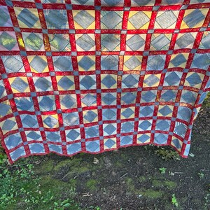 Vintage Red and Denim Colored Cotton Quilt Top - Etsy