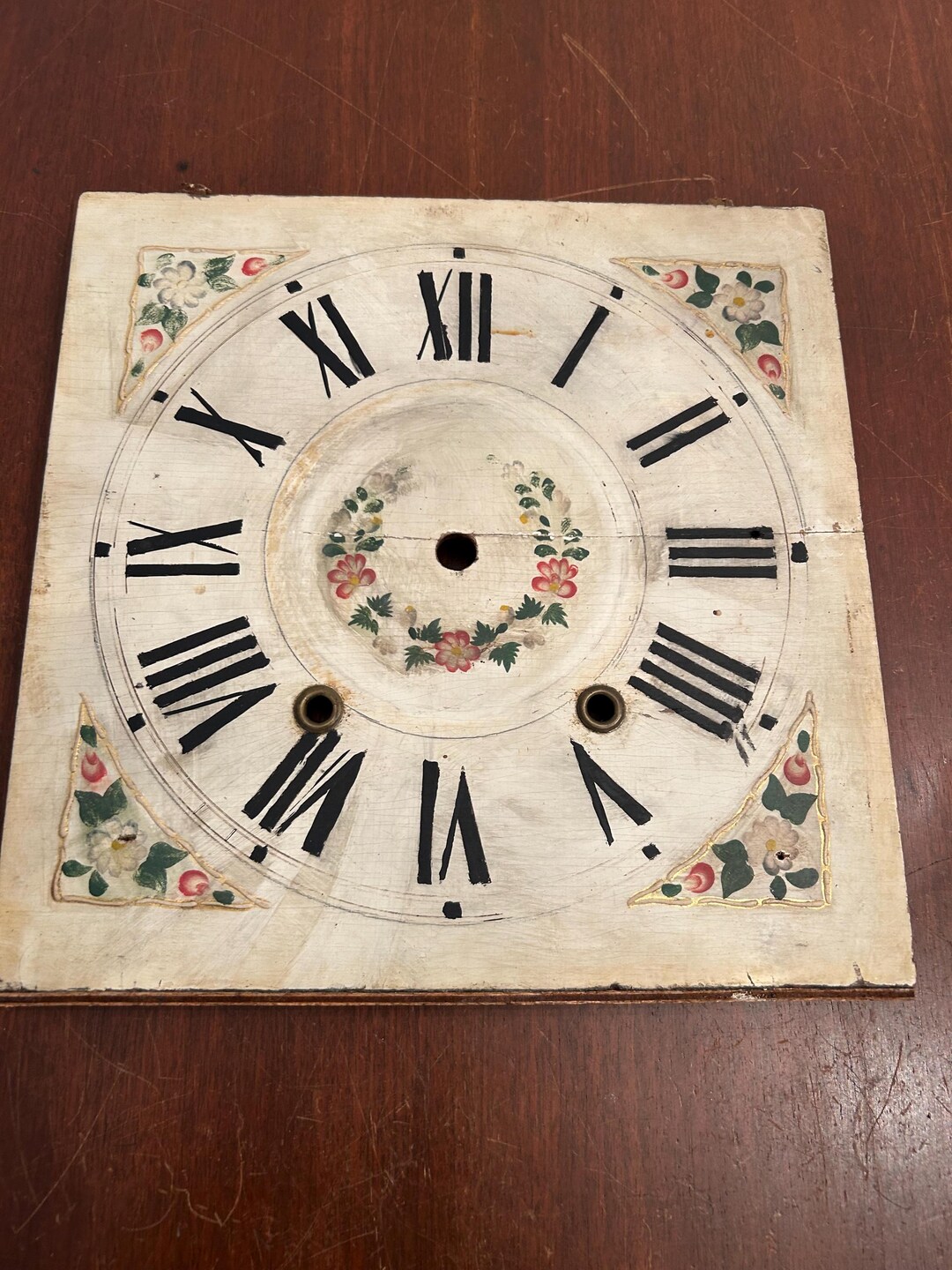 Floral Hand Painted Antique Wood Clock Face - Etsy