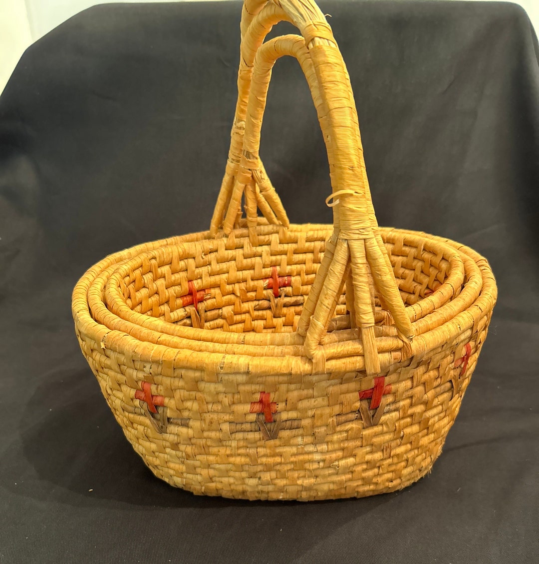 Set of 3 Vintage Nesting Baskets With Handles - Etsy