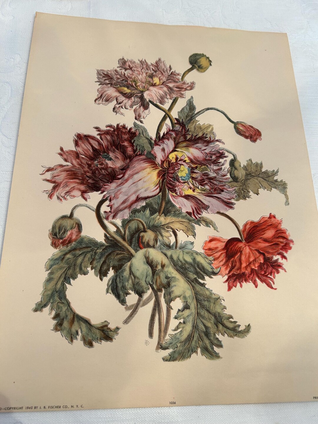 A Set of 4 Vintage Floral Prints 1940’s I B Fischer - Etsy