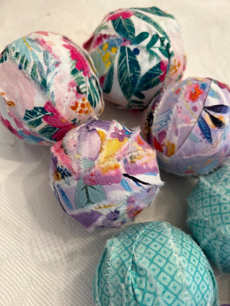 Set of 10 Fabric or Rag Balls Home Decor Turquoise Purple Pink Shades ...