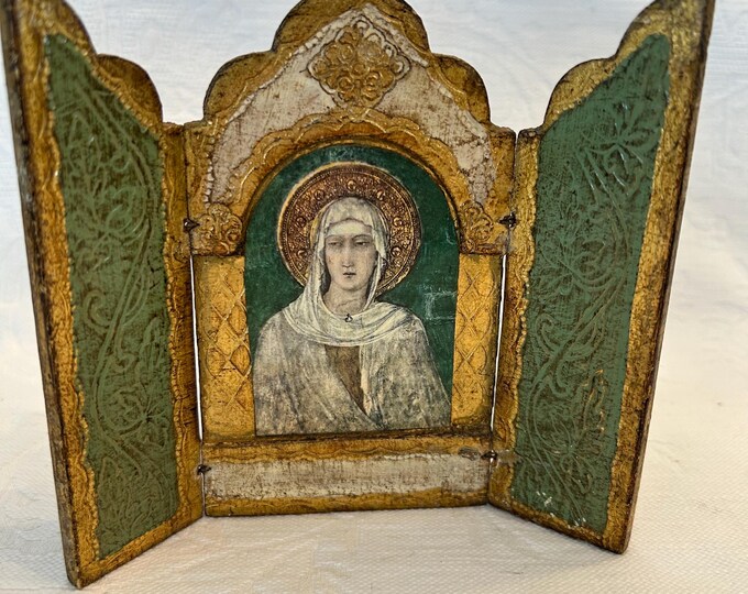 Vintage Religious Icon Triptych Virgin Mary - Etsy
