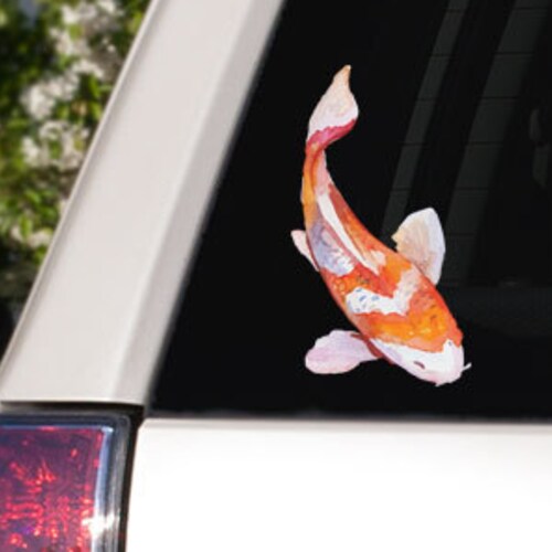 Orange and White Watercolor Koi Fish Car Window Full Color - Etsy
