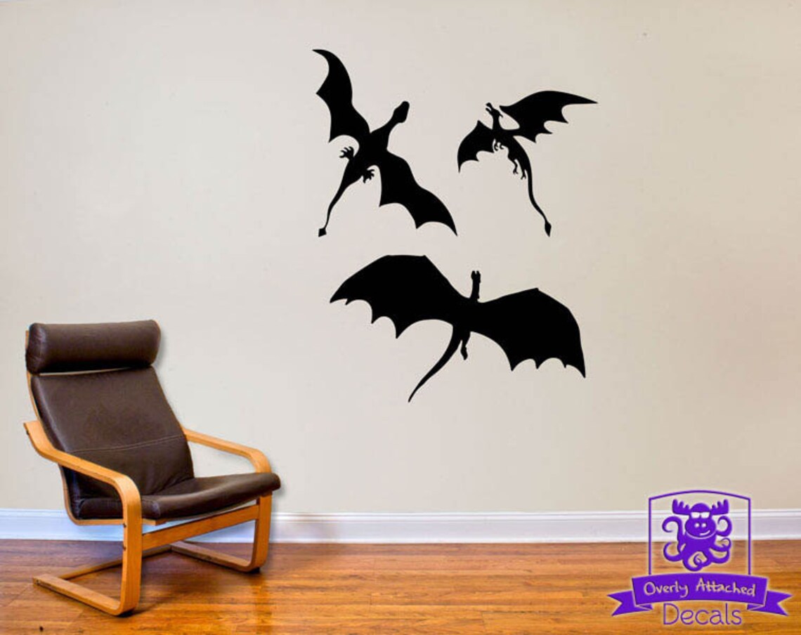 3 Dragons Flying Wall Decal Decor - Etsy
