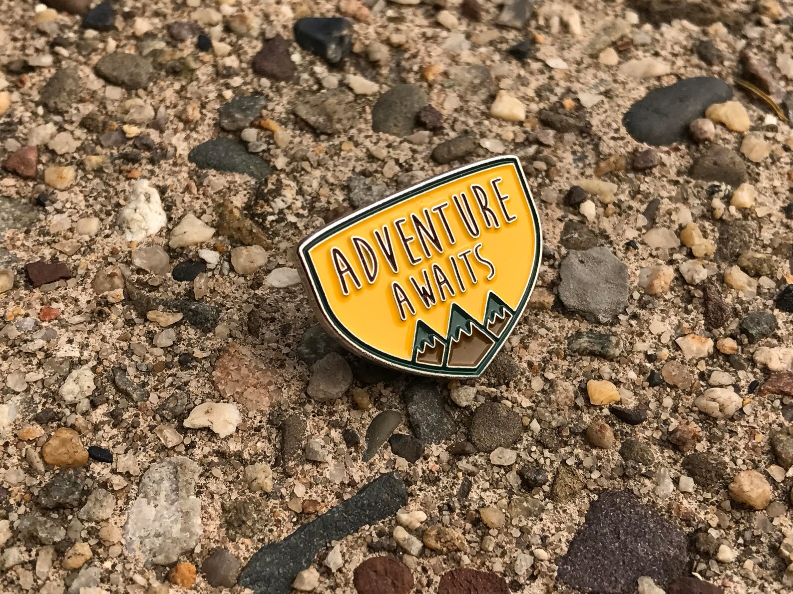 Adventure Awaits Mountains Crest Enamel Pin - Etsy UK