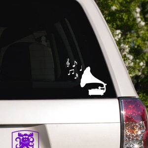 Phonograph With Music Notes Car Window Decal - Etsy