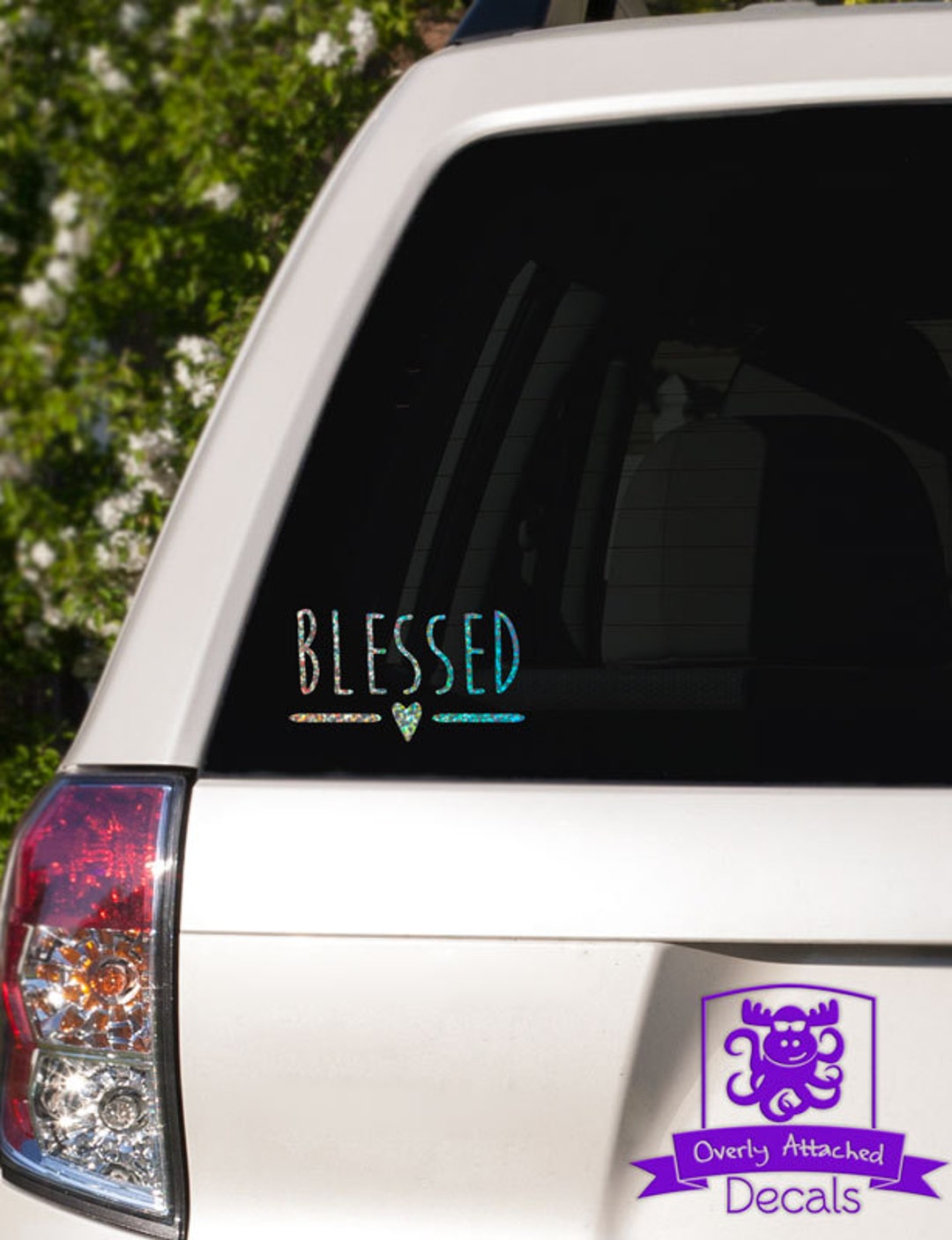 Blessed Typography Car Window Decal - Etsy