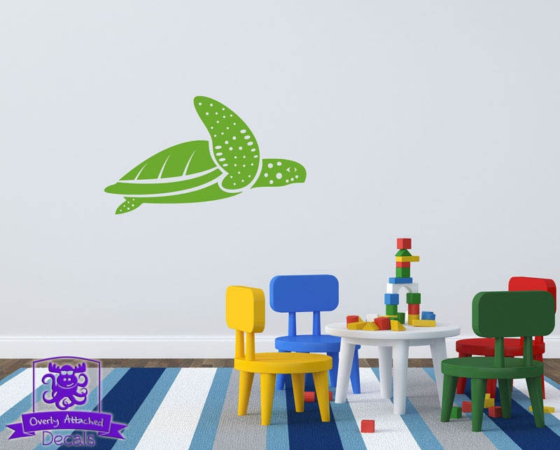 Swimming Sea Turtle Wall Decal Decor | Etsy