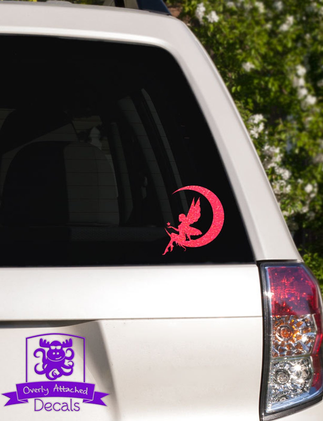Whimsical Fairy Sitting Upon a Crescent Moon Car Window Decal - Etsy