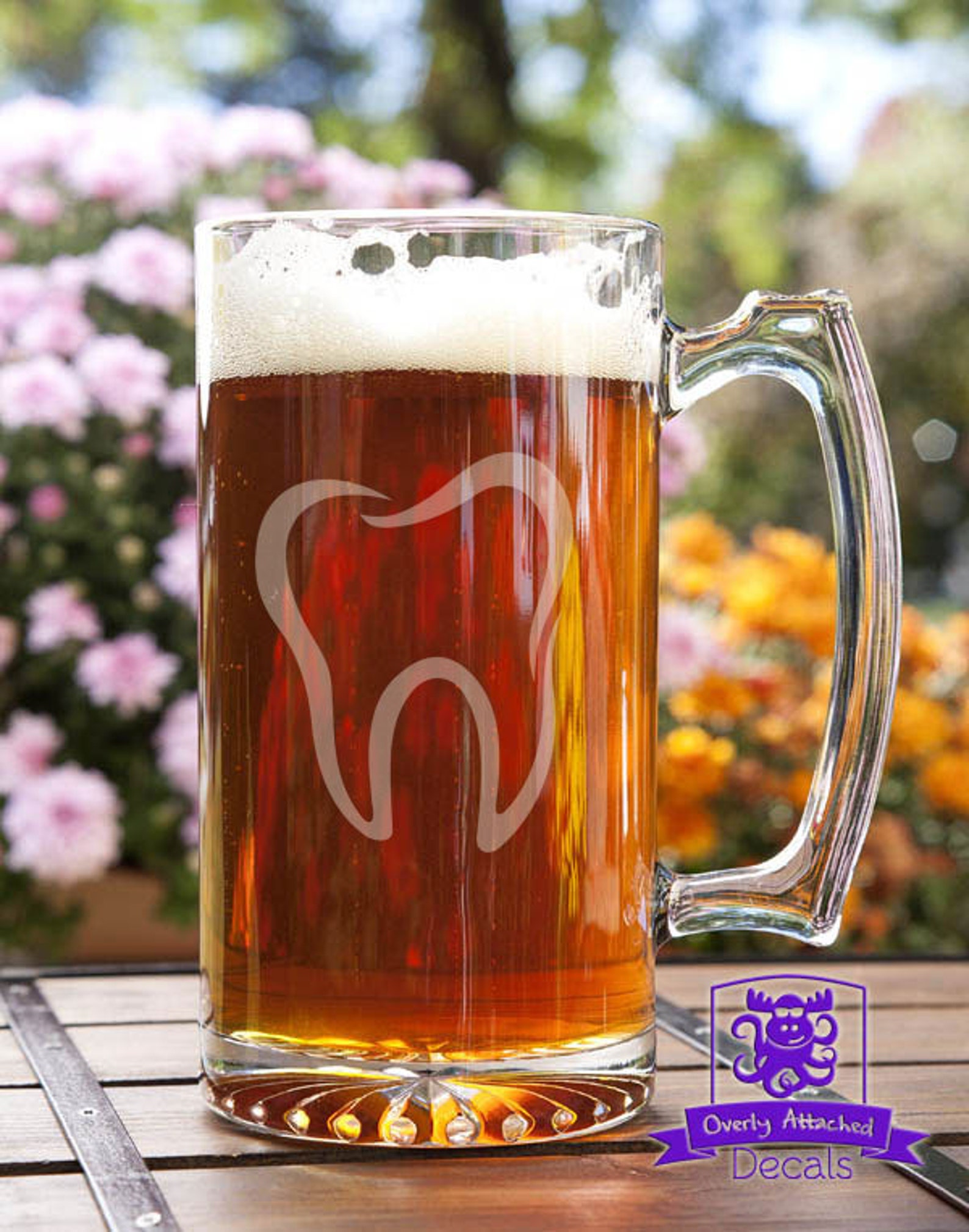 Molar Tooth Customizable Etched Glass Beer Stein Mug Glassware | Etsy