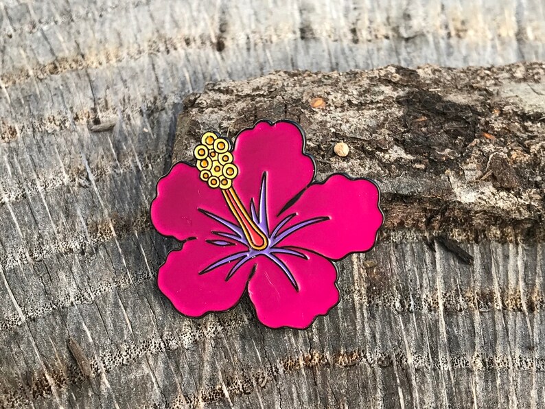 Hawaiian Hibiscus Flower Enamel Pin - Etsy