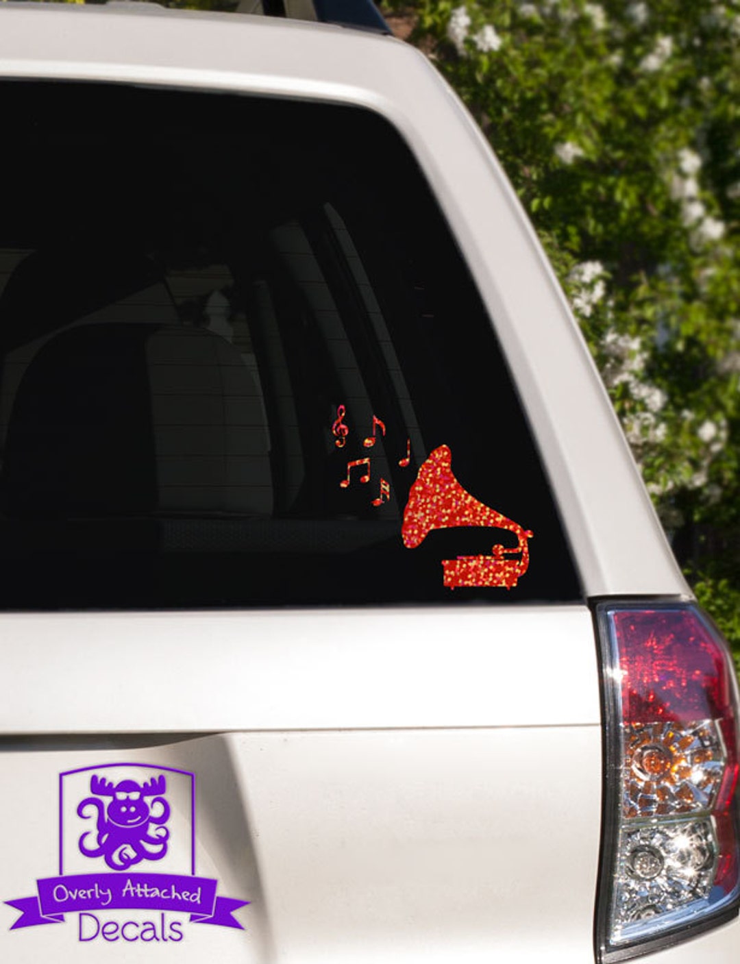 Phonograph With Music Notes Car Window Decal - Etsy
