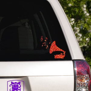 Phonograph With Music Notes Car Window Decal - Etsy