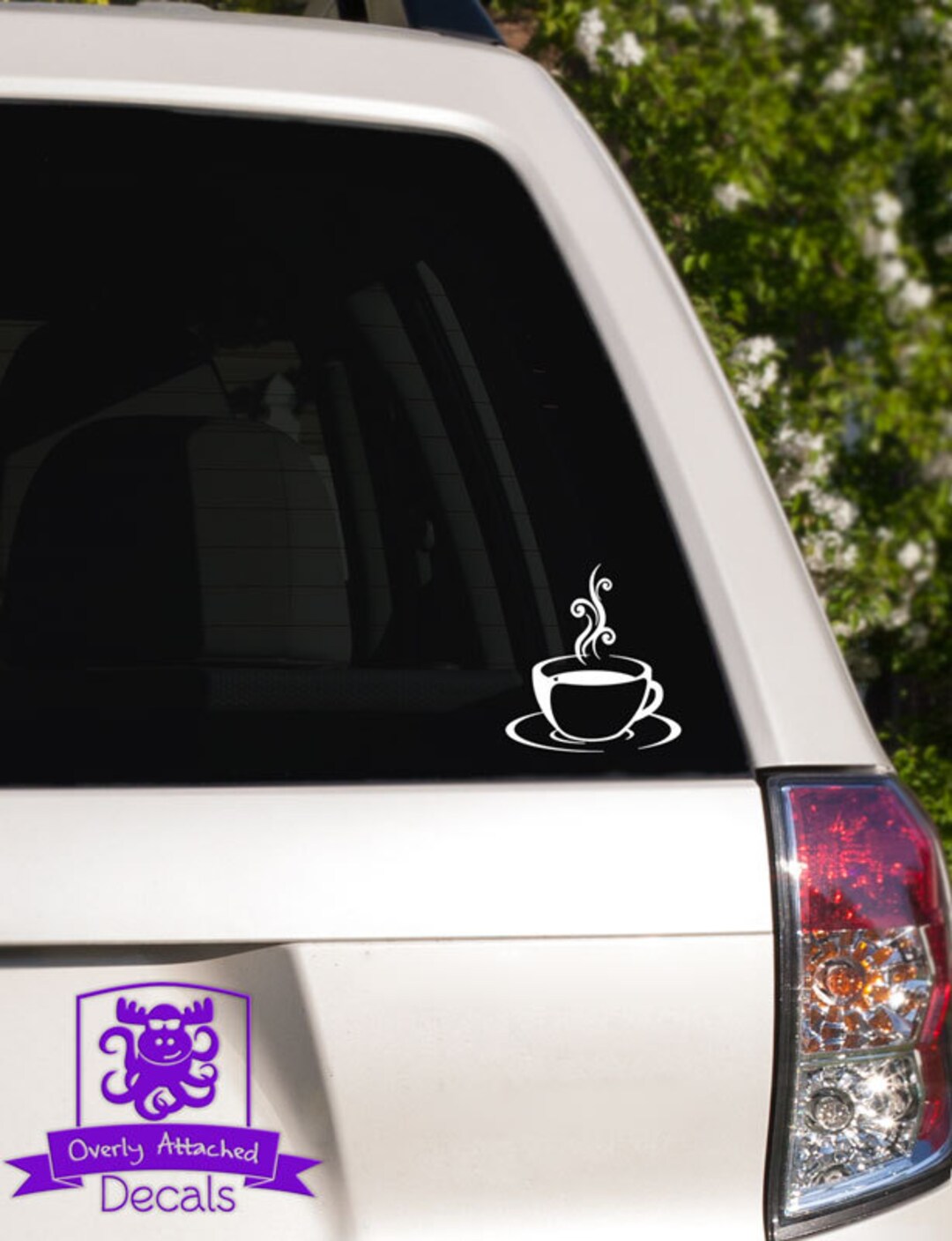 Steaming Coffee Cup and Saucer Car Window Decal - Etsy