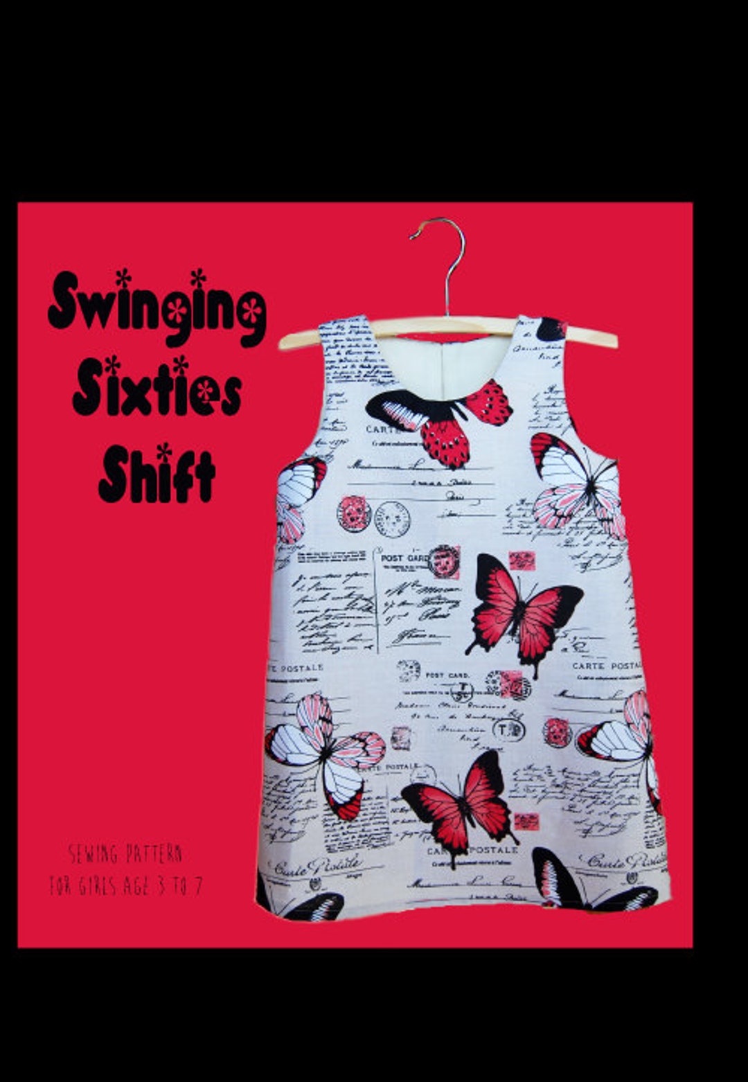 Easy Sixties Mini Shift Dress Pattern for Girls Age 3 to 7. Instant ...