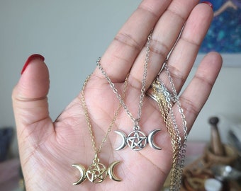 Triple Moon Gold Necklace - Etsy