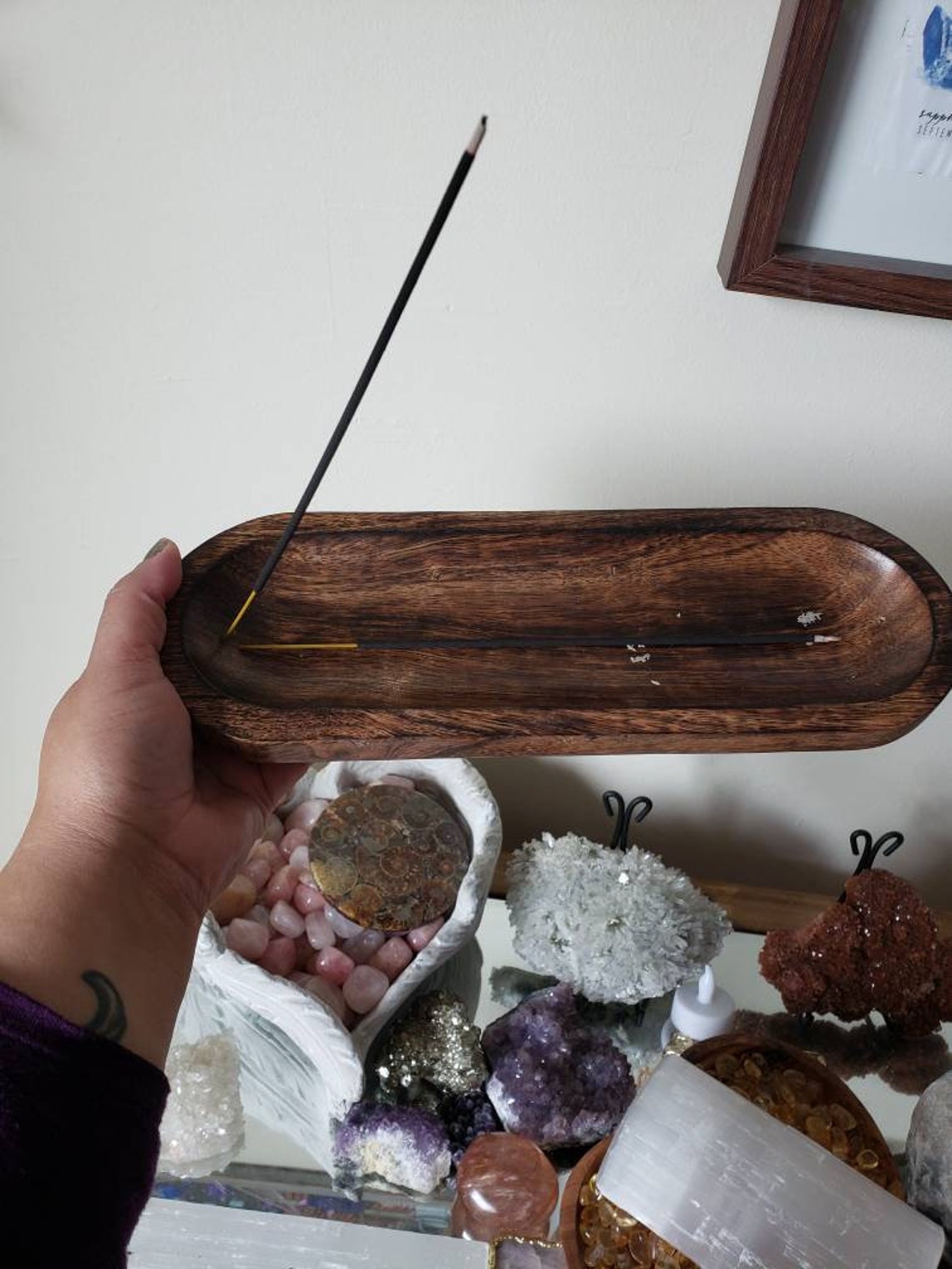 Big Wood Incense Burnerincense Holderash Catcherhome Decor - Etsy
