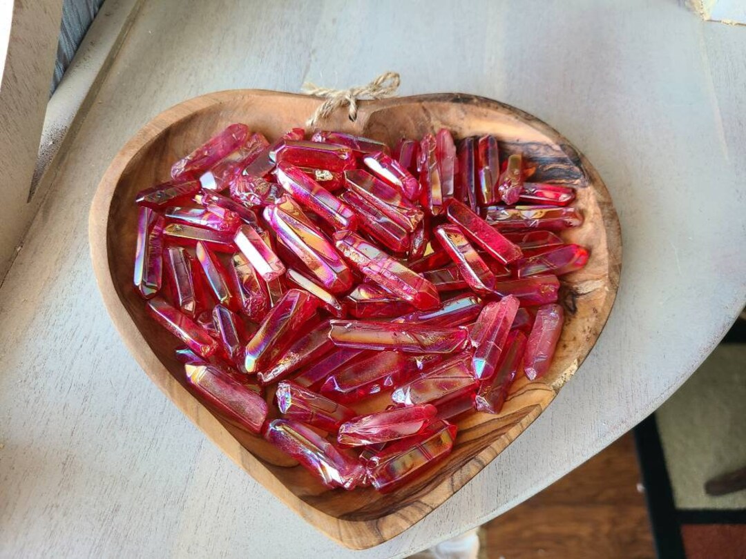 TWO Ruby Aura Quartz Points, Crystal Point, Crystal Grid - Etsy