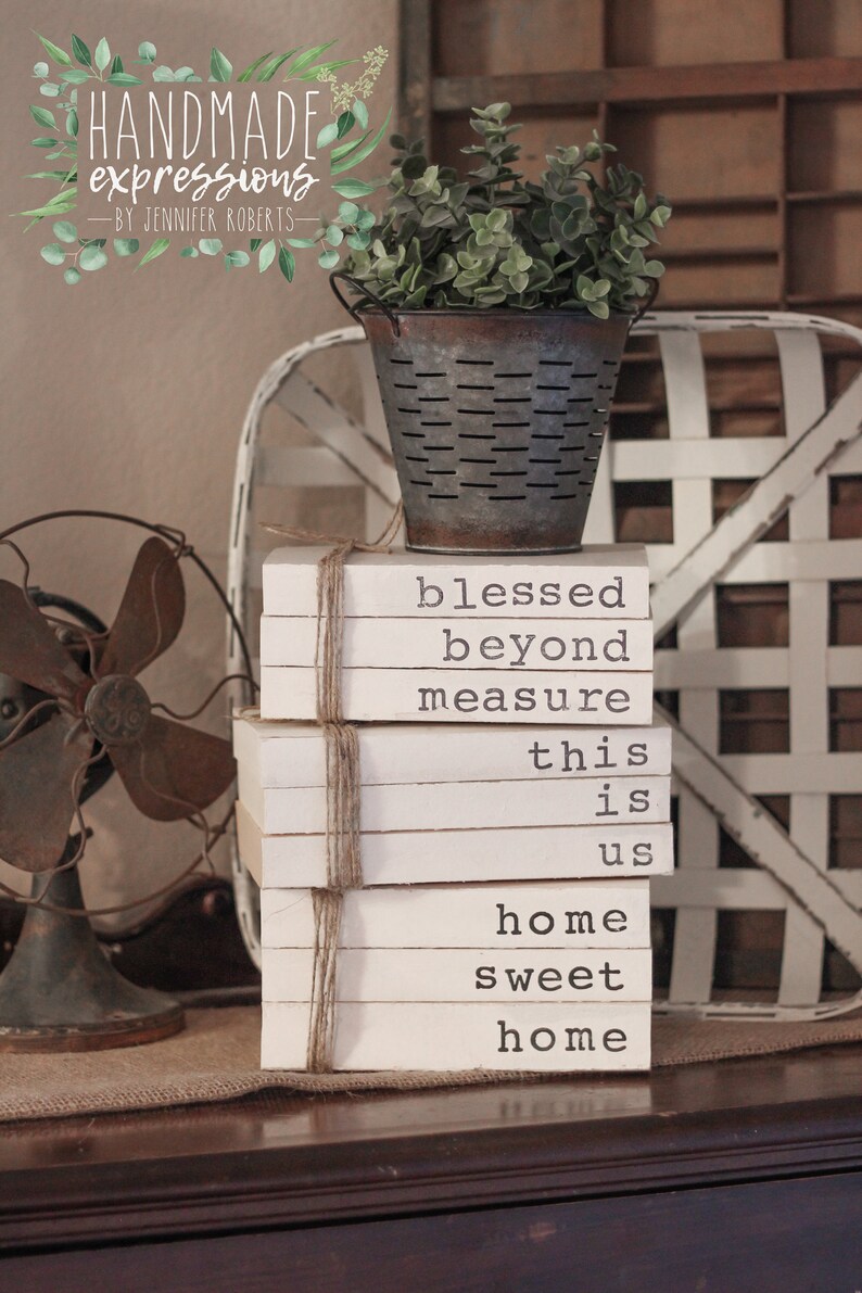 Custom stamped book stack | Etsy