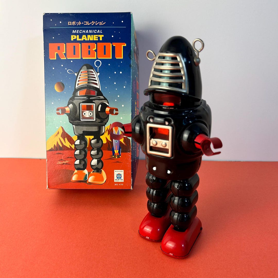 Tin Wind-up Walking Robot Toy, Colorful Lithograph Design - Etsy