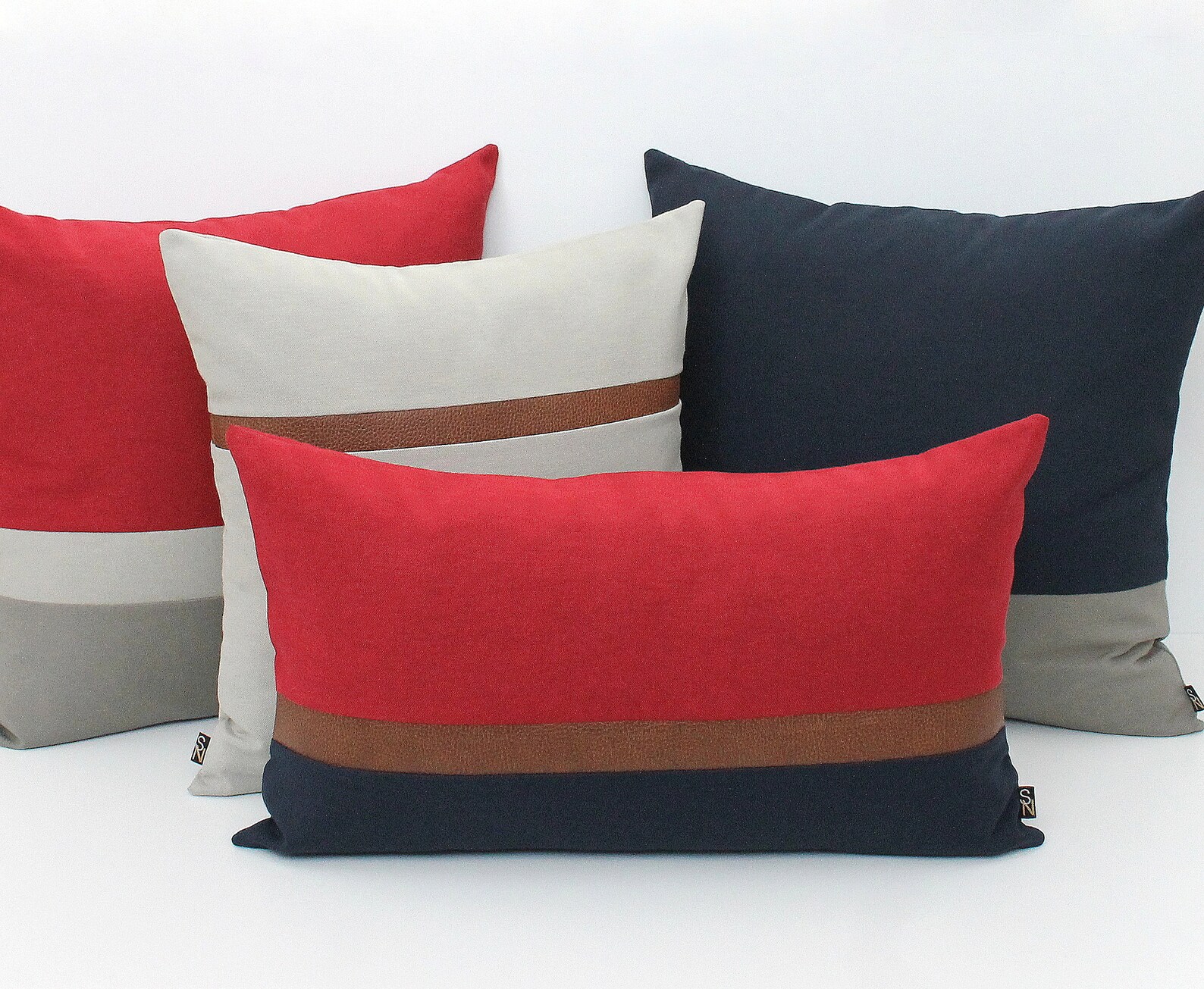 Maroon Red and Grey Colorblock Throw Pillow Cover - All Sizes Available ...