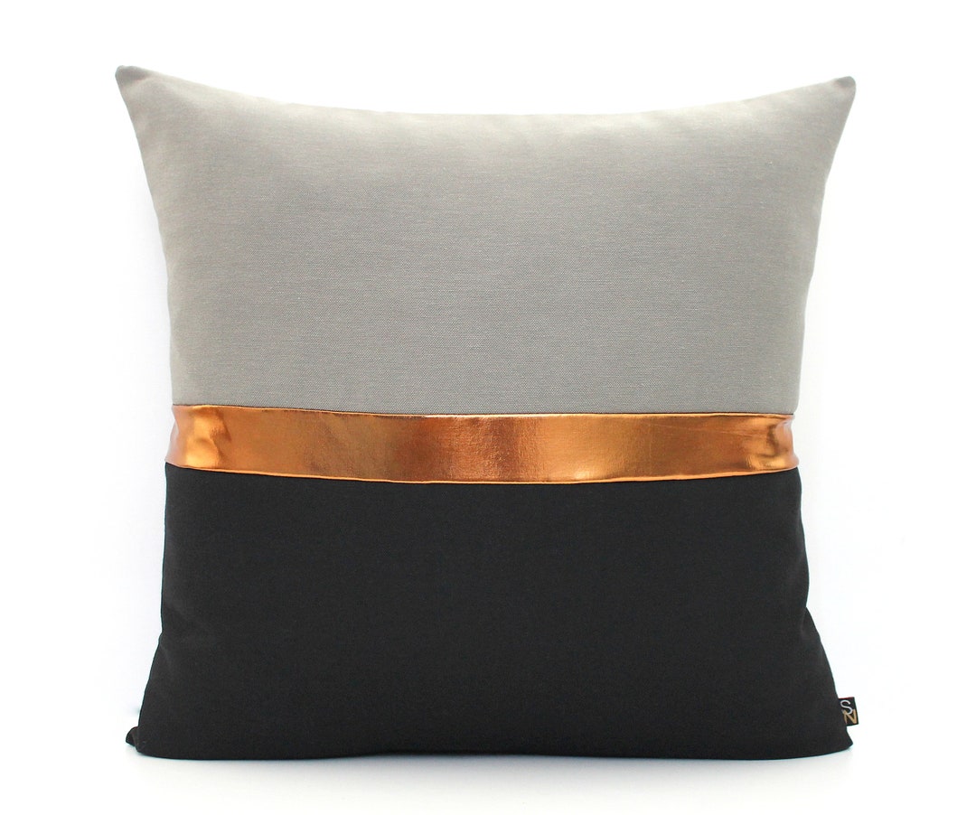 Copper, Dark Grey and Black Colorblock Pillow Cover - All Sizes ...