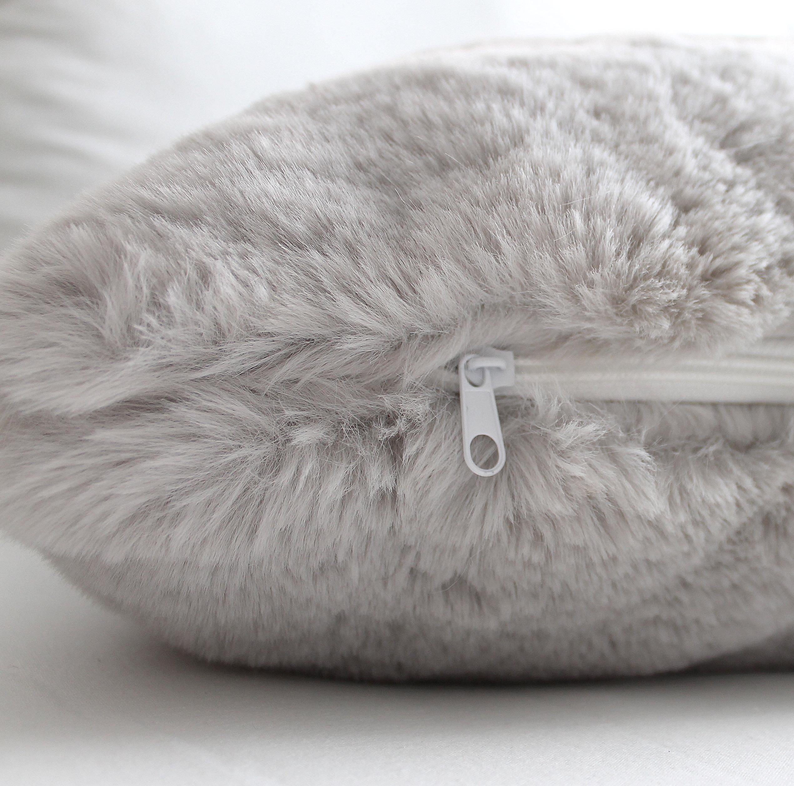 Luxurious Puffy Faux Fur Pillow Cover - Bright White Cozy Plush Faux ...