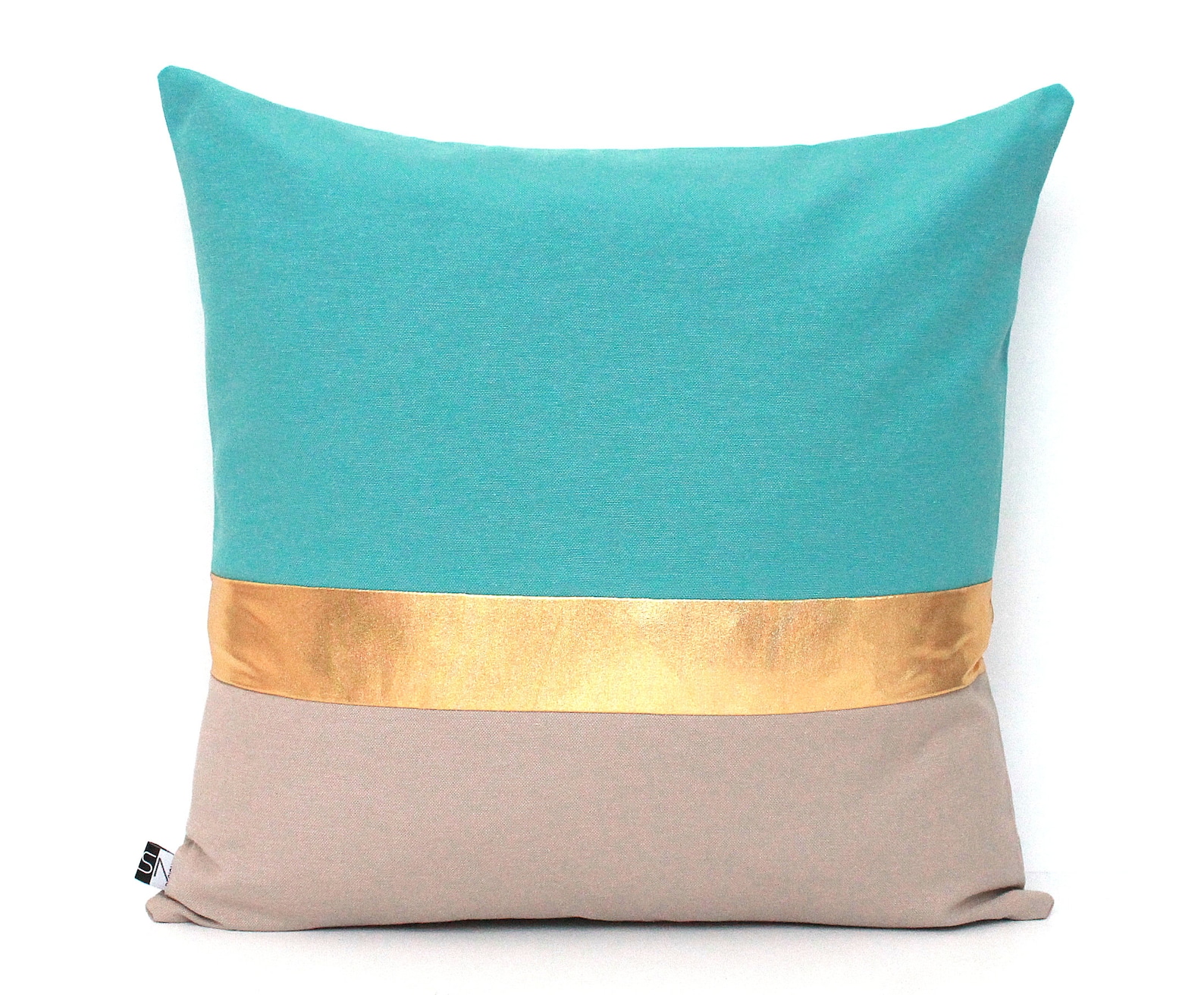 Turquoise Stone and Metallic Gold Colorblock Pillow Cover | Etsy