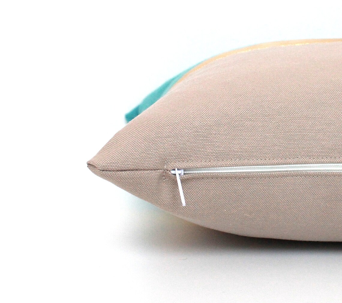 Turquoise Stone and Metallic Gold Colorblock Pillow Cover | Etsy