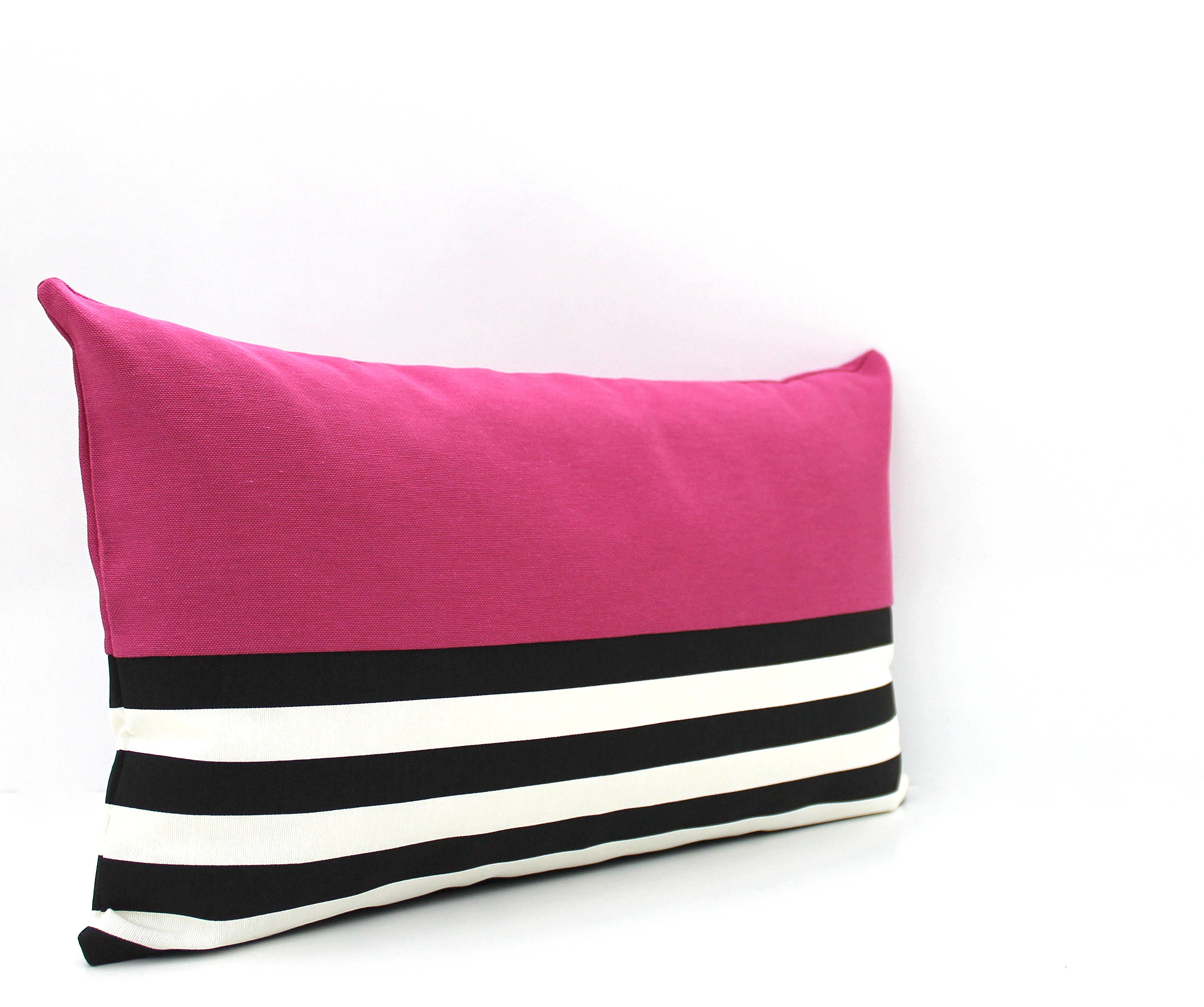 Fuchsia Pink Black and White Colorblock Pillow Cover ALL - Etsy