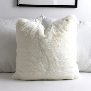 Luxurious Puffy Faux Fur Pillow Cover - Light Taupe Cozy Plush Faux Fur ...