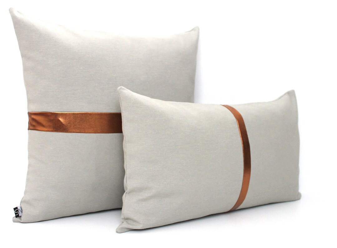 Light Grey and Copper Colorblock Pillow Cover All Sizes, Custom ...
