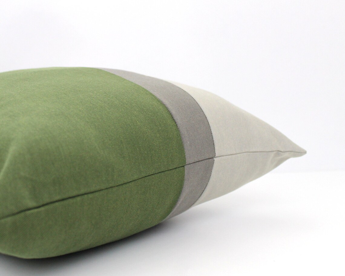 Olive Green and Grey Colorblock Lumbar Pillow Cover - All Sizes, Home ...
