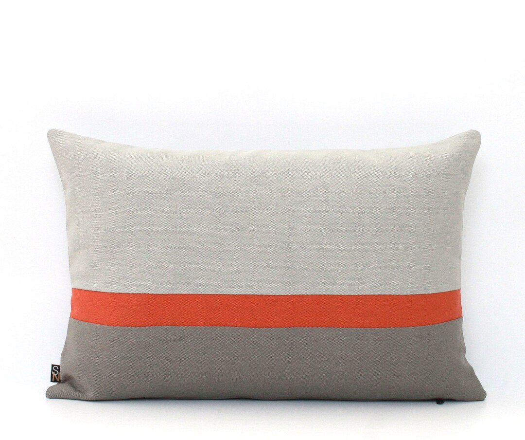Rust and Grey Colorblock Pillow Cover, Modern Throw - All Sizes ...
