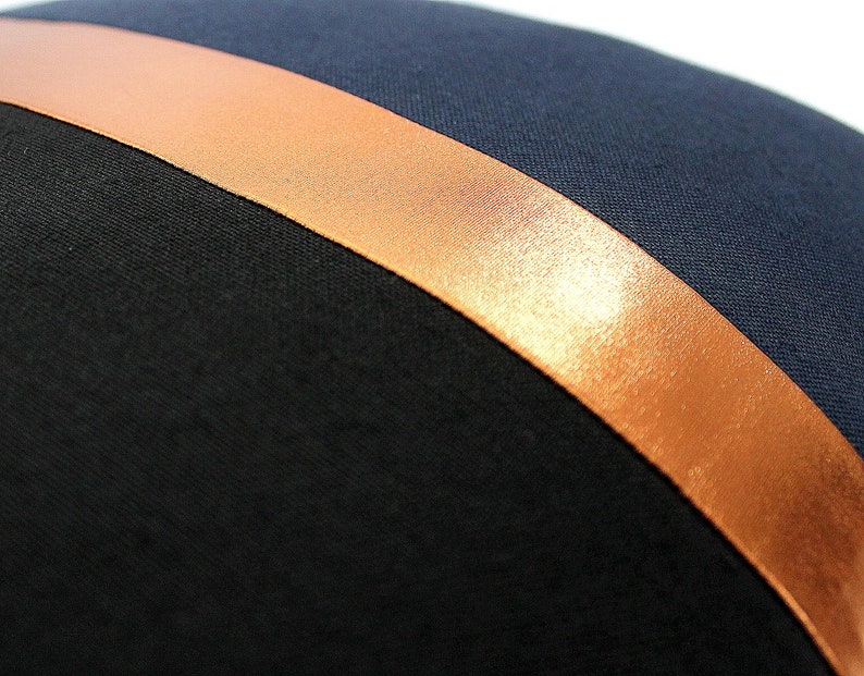 Navy Blue Black and Metallic Copper Colorblock Lumbar Pillow | Etsy