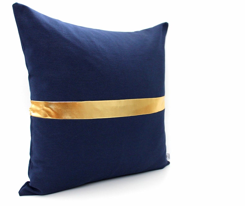 Navy Blue and Gold Colorblock Pillow Cover Every Size Living - Etsy