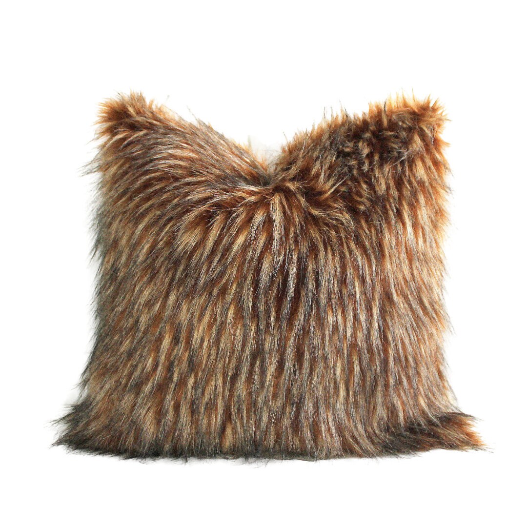 Luxury Red Wolf Faux Fur Pillow Cover - Custom Backing Color, Home ...