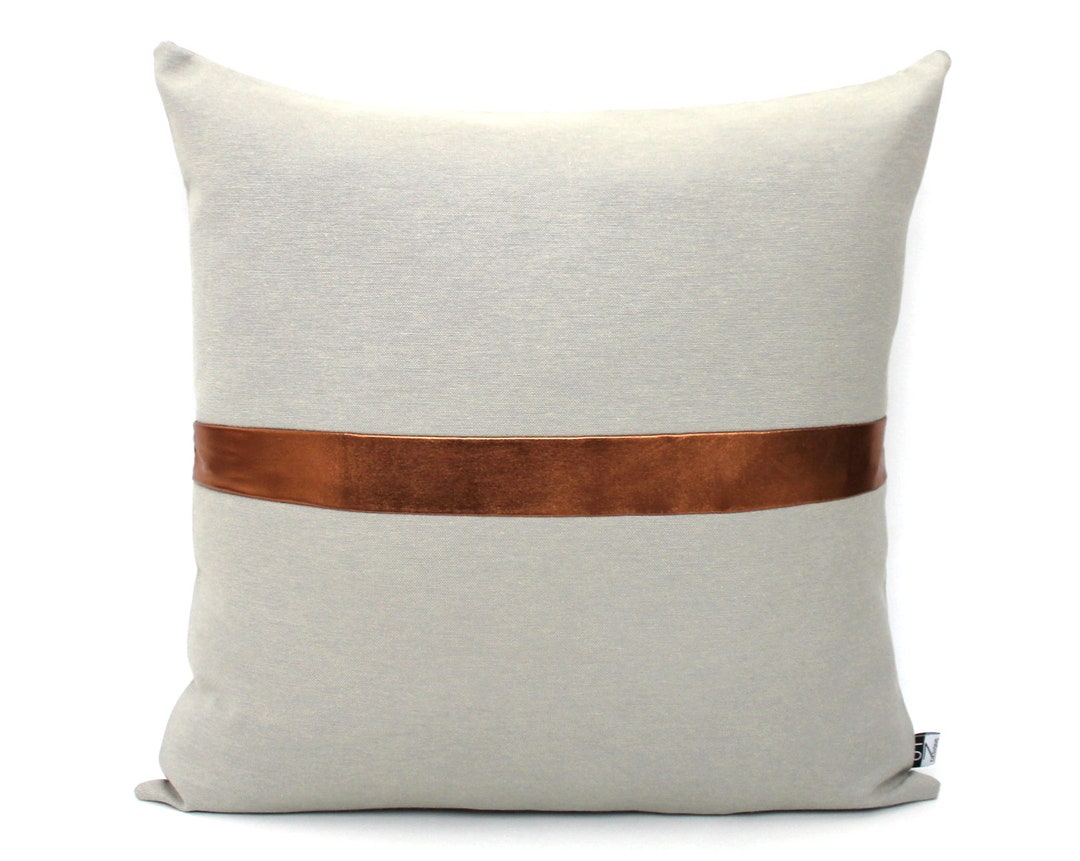 Grey and Copper Colorblock Pillow Cover - All Sizes, Custom Metallic ...