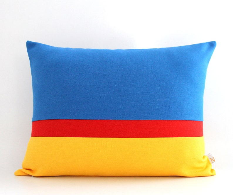 Cobalt Blue Red and Yellow Colorblock Pillow Cover Modern | Etsy