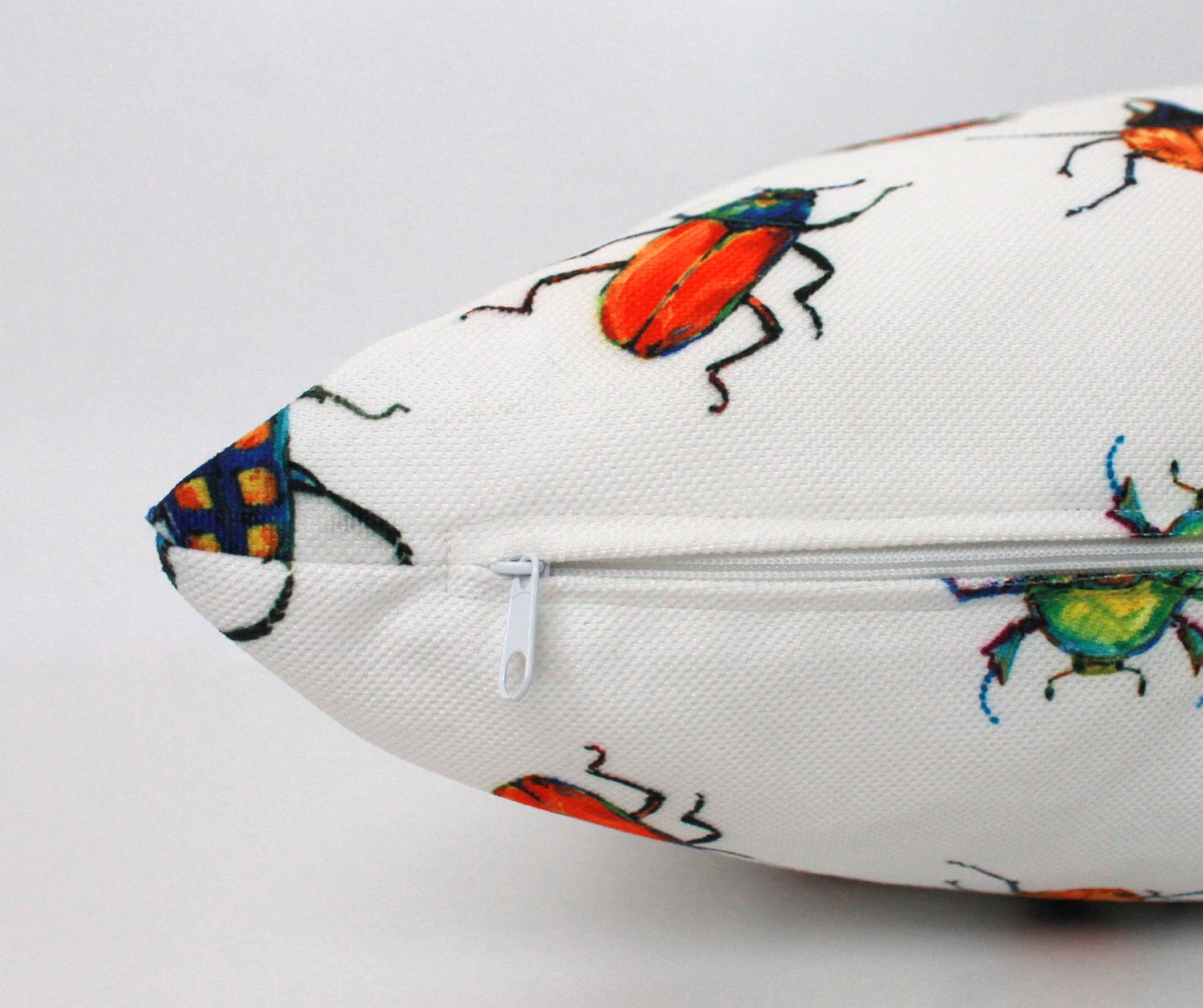 Beetles Throw Pillow Cover - Bug Print Throw Pillow, Dorm, Student Home ...