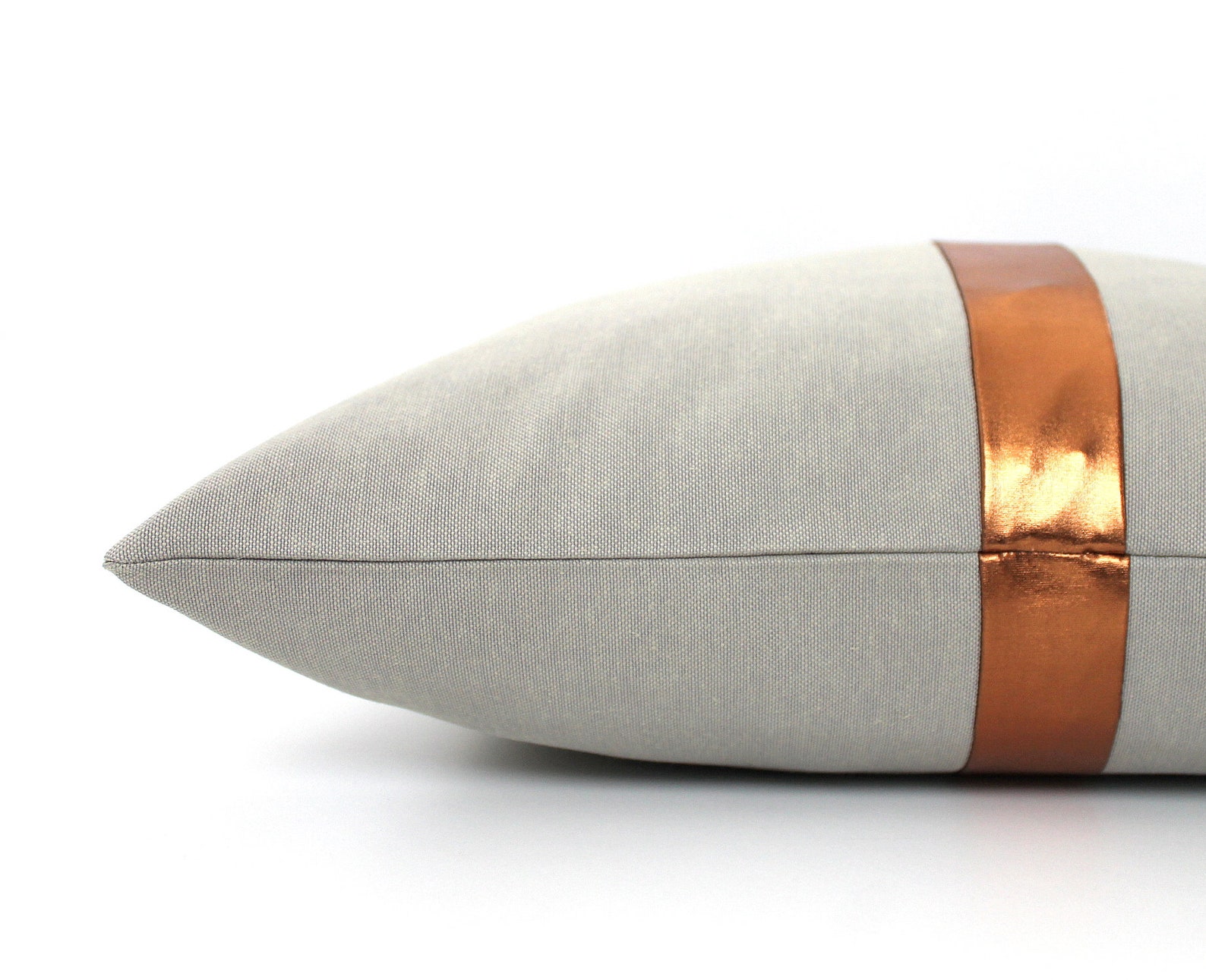 Grey and Copper Colorblock Pillow Cover All Sizes, Custom Metallic ...