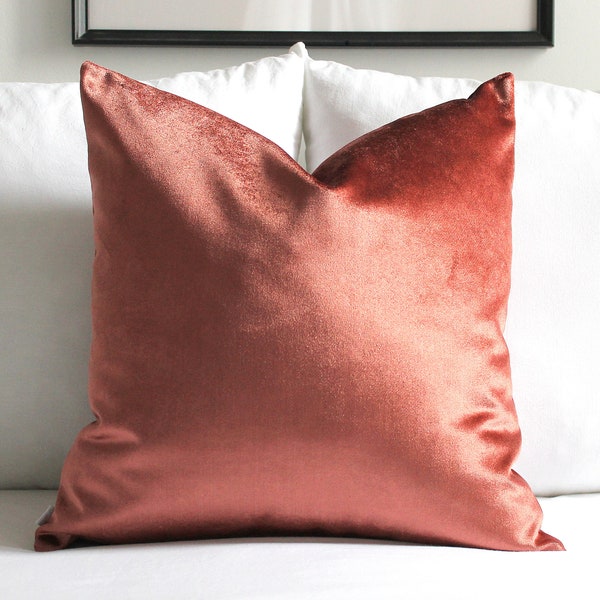 Velvet Coral Throw Pillows - Etsy