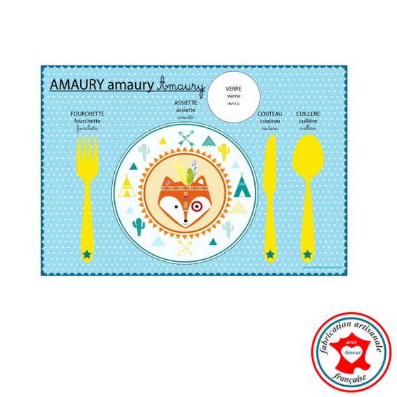 Set de table pédagogique set de table enfant thème renard | Etsy